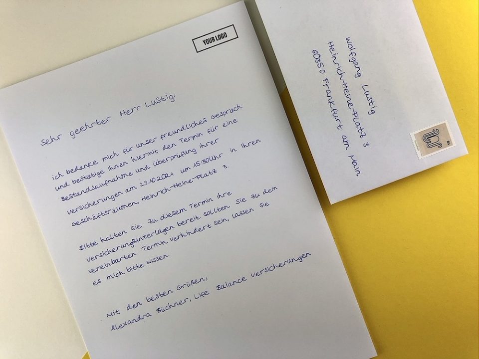 DIN A4 BRIEF MIT UMSCHLAG – writive